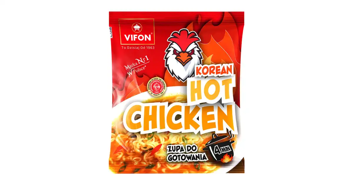VIFON Korean Hot Chicken pikantna zupa z nudlami o smaku kurczaka 105g